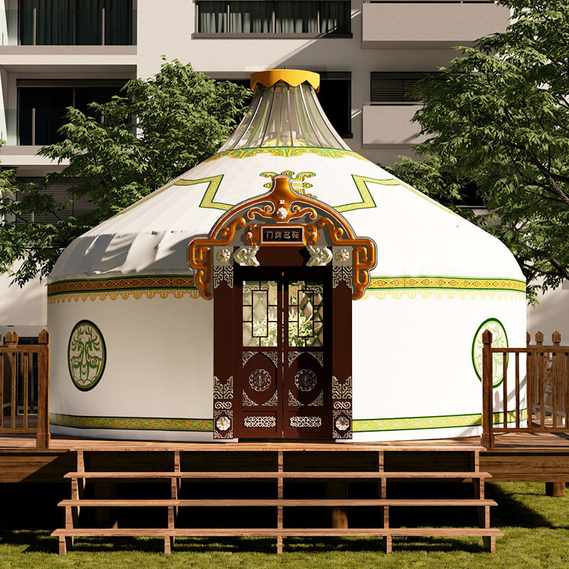 Baked Lacquer 4m White Mongolian Yurt Ger Tents, High Quality Baked ...