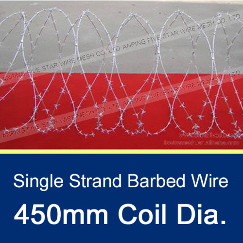 450mm Coil Diameter Galvanized Single Strand Barbed Wire, High Quality ...