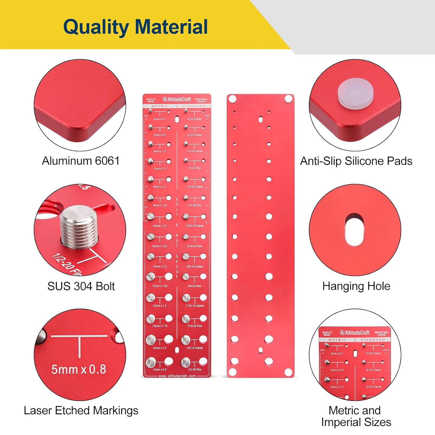 Aluminum Nut And Bolt Thread Checker - Precision Inspection Tool, High ...