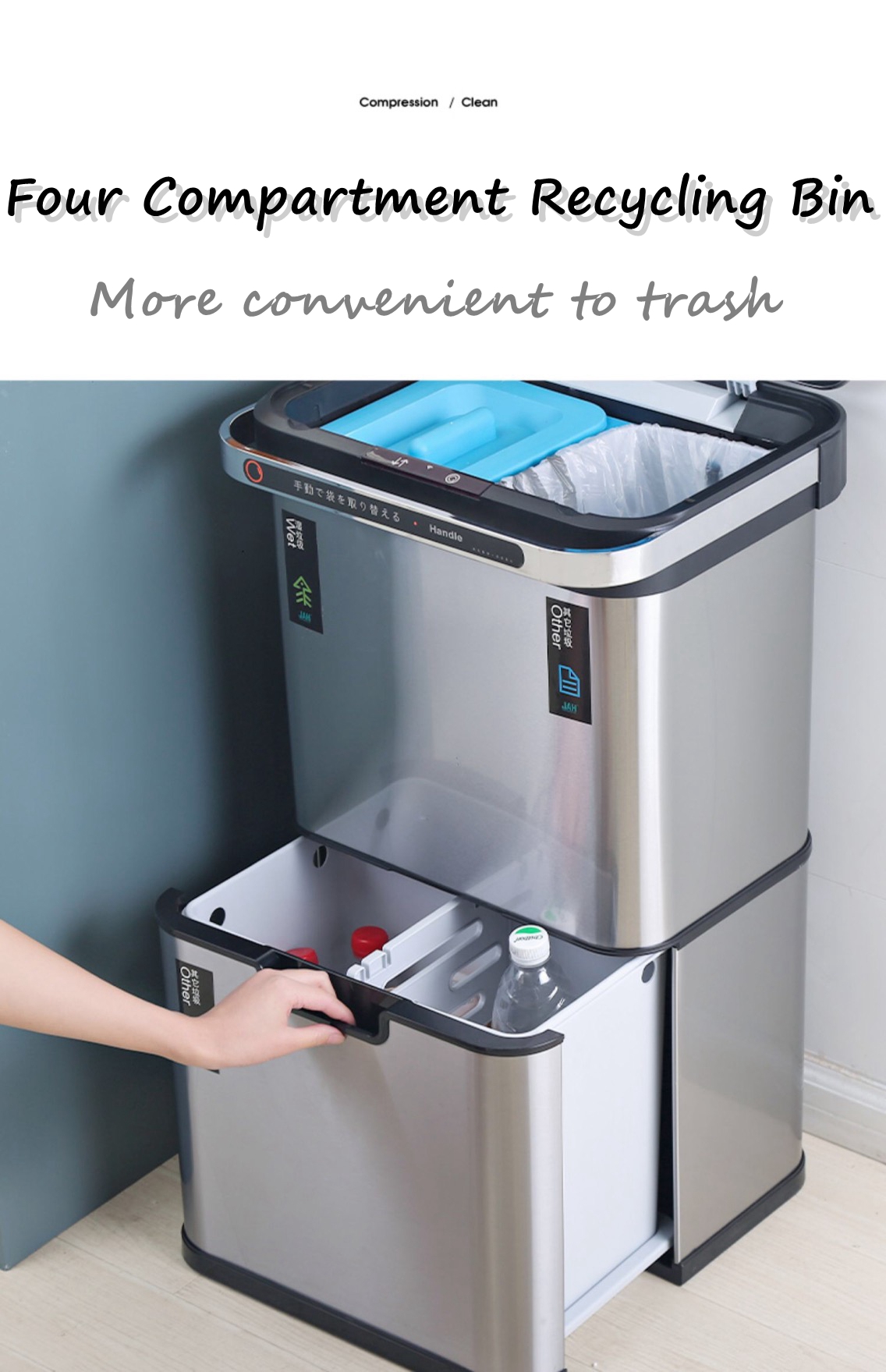 JAH Steel Sensor Trash Bin with Ozone Sanitizing China Manufacturers ...