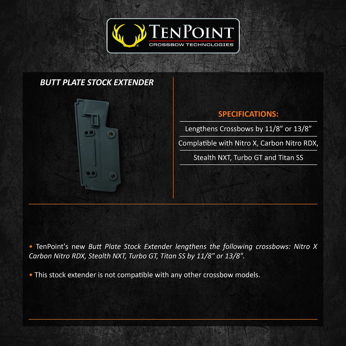 Tenpoint - Butt Plate Stock Extender, High Quality Tenpoint - Butt ...