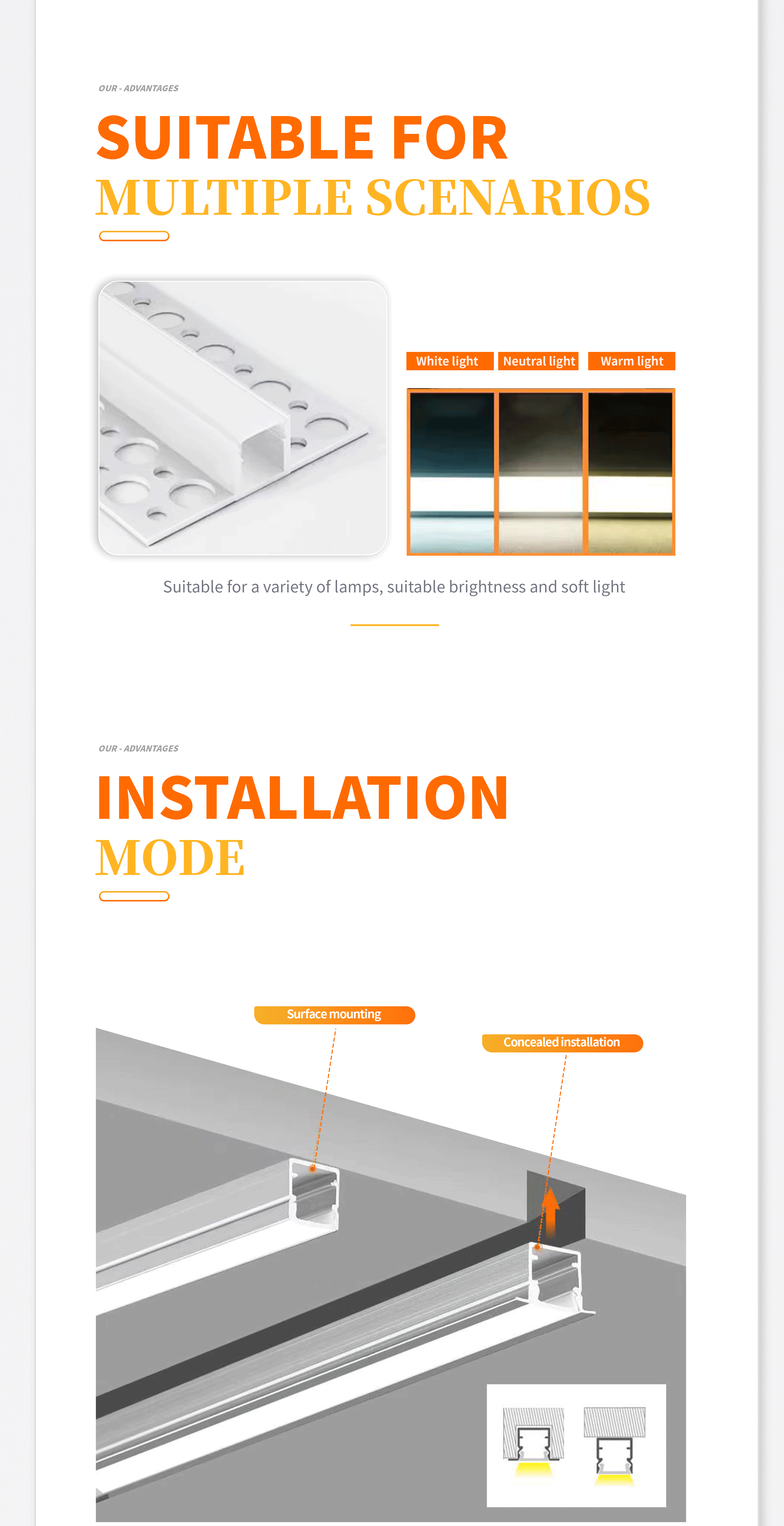 Linear Track Light Skirting Board Led Decor Aluminium Profile, High ...