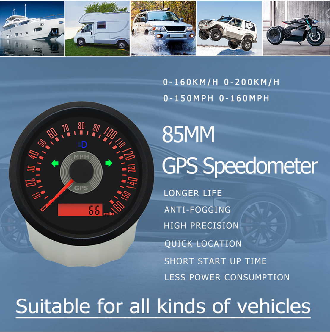 Eling 85mm Gps Speedometer Odometer - 150-200 Km/h For Boats & Racing ...