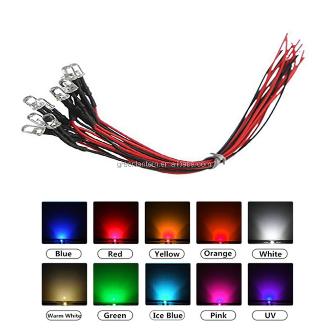 12v Dc Super Bright 10mm Clear Led With 20cm Pre-wired Cable, High ...