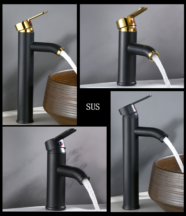 Modern Luxury Gold Black 304 Sus Bathroom Faucet, High Quality Modern ...