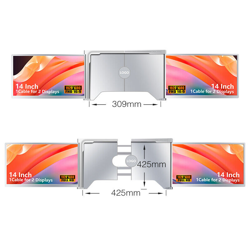 14 Inch Ips Triple Screen Monitor With Type C Interface, High Quality ...