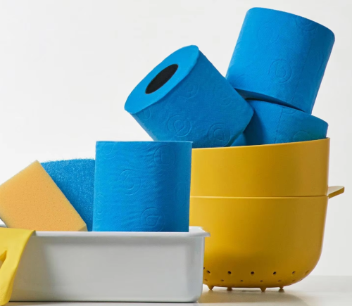 Festive Blue Eco Disposable Wood Pulp Toilet Paper, High Quality ...