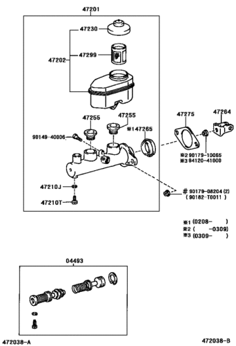자동 예비 부품 브레이크 마스터 실린더 47201-33110 Camry Avalon Sxv10 Vcv10 Mcx10 용 ...