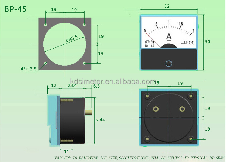 Dc Analog Voltage Rpm Panel Meter - Square Type Bp-45 Dc10v 1800rpm ...
