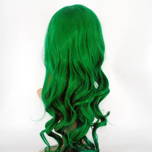 Heat-resistant Grass Green Long Hair Ladies Curls Fullness Wig Cosplay ...
