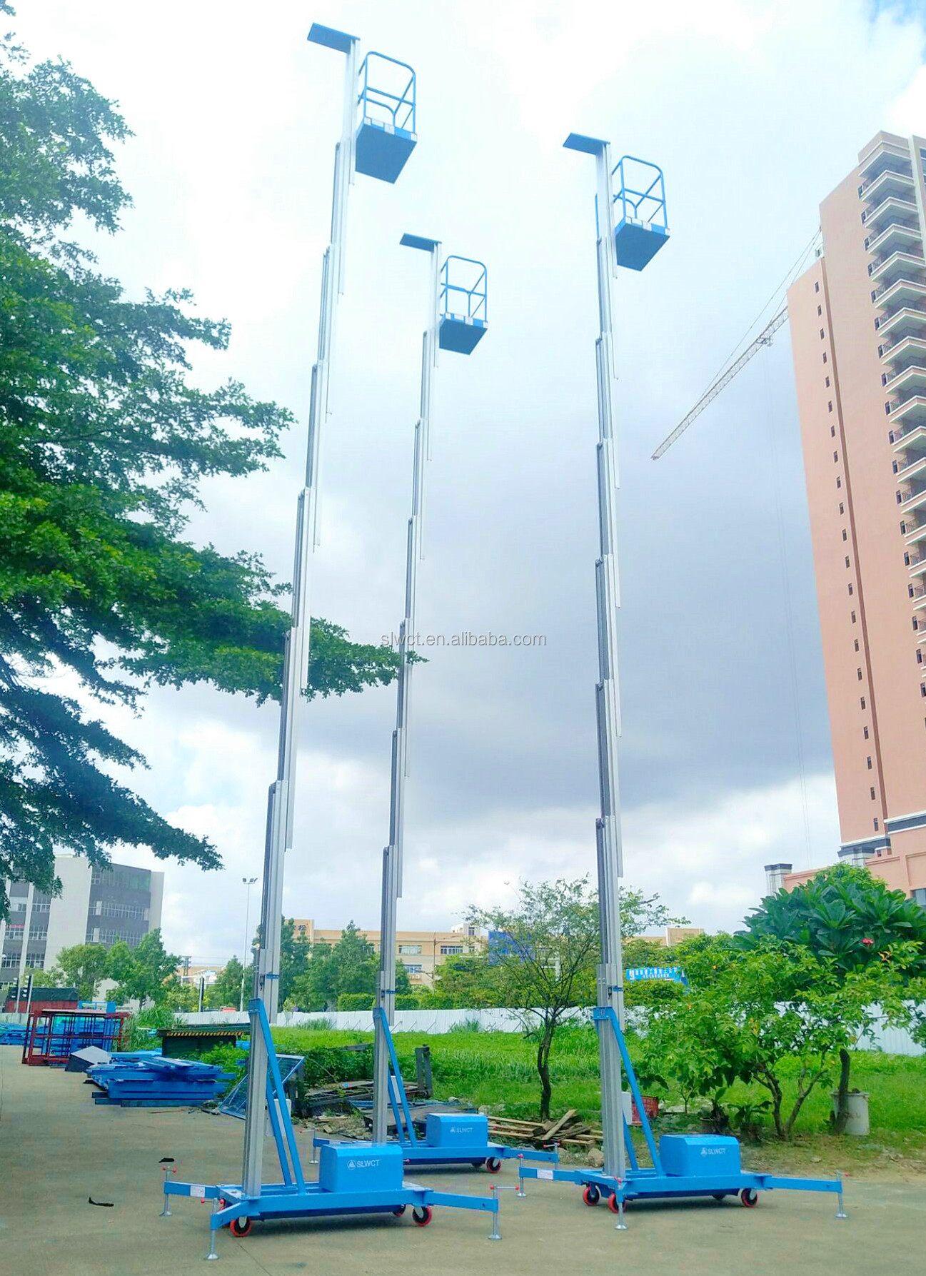 Semi Electric Ladder Single Mast Lift Platform - 150kg Capacity ...