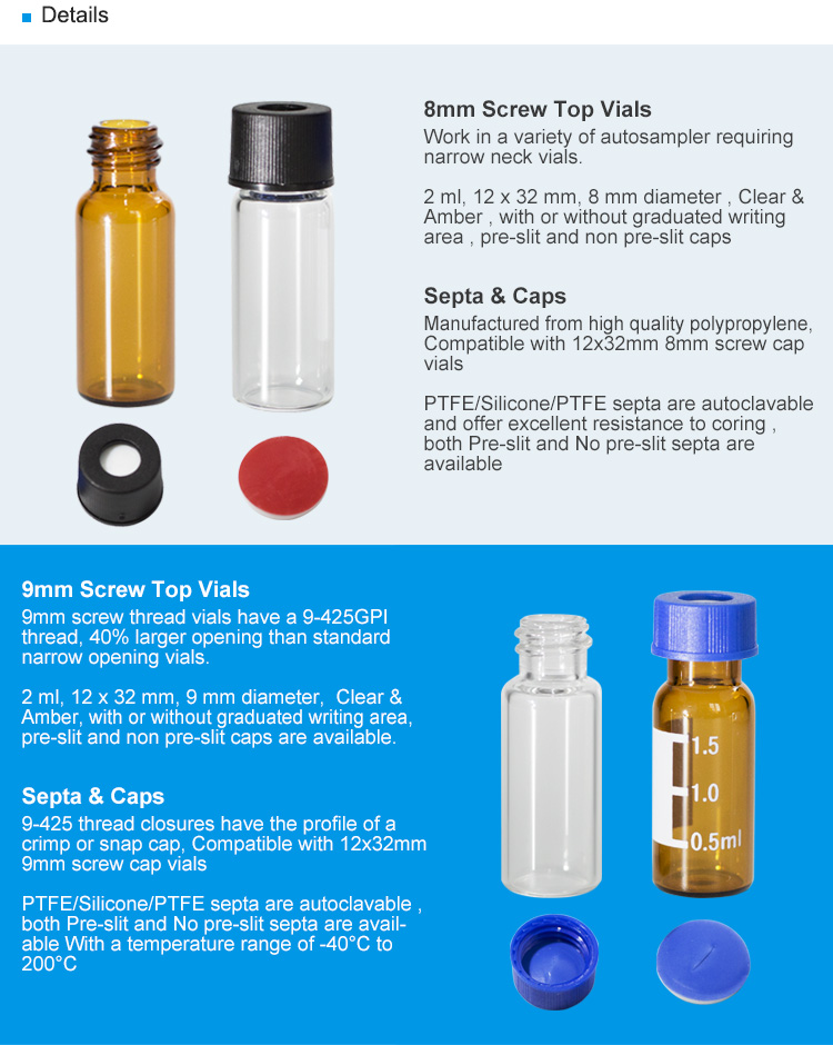 Crimp Top Aluminium Septum Caps Hplc Auto Sampler Vials, High Quality ...