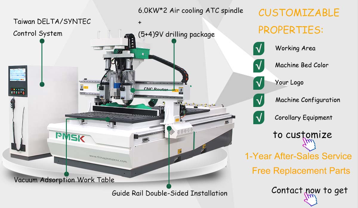 6 Kw Double Spindle 3 Axis Cnc Wood Router Machine - 1325 Cnc Nesting ...