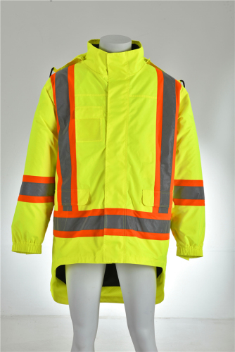 Hi Vis Class 3 Hooded Bomber Winter Safety Jacket Reflective Waterproof ...