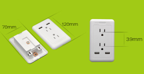 Standard Us Plug Hole Wall Mounted Socket With 2 Usb Ports Us Power ...