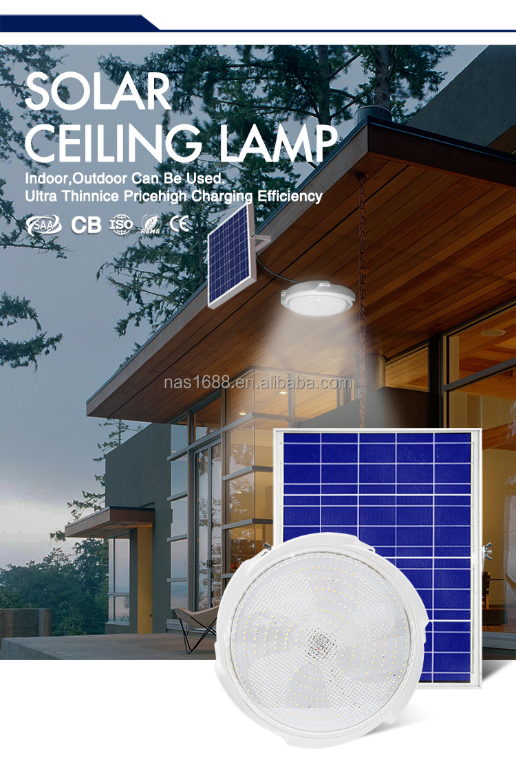 100w-200w Solar Ceiling Light: Indoor Spot Lamp Powered By Solar Panels ...