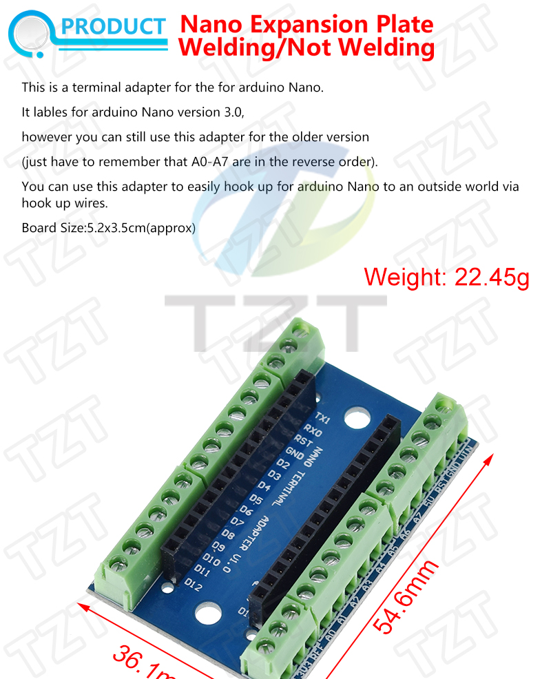 Nano V3.0 Controller Terminal Adapter Expansion Board For Arduino Avr ...