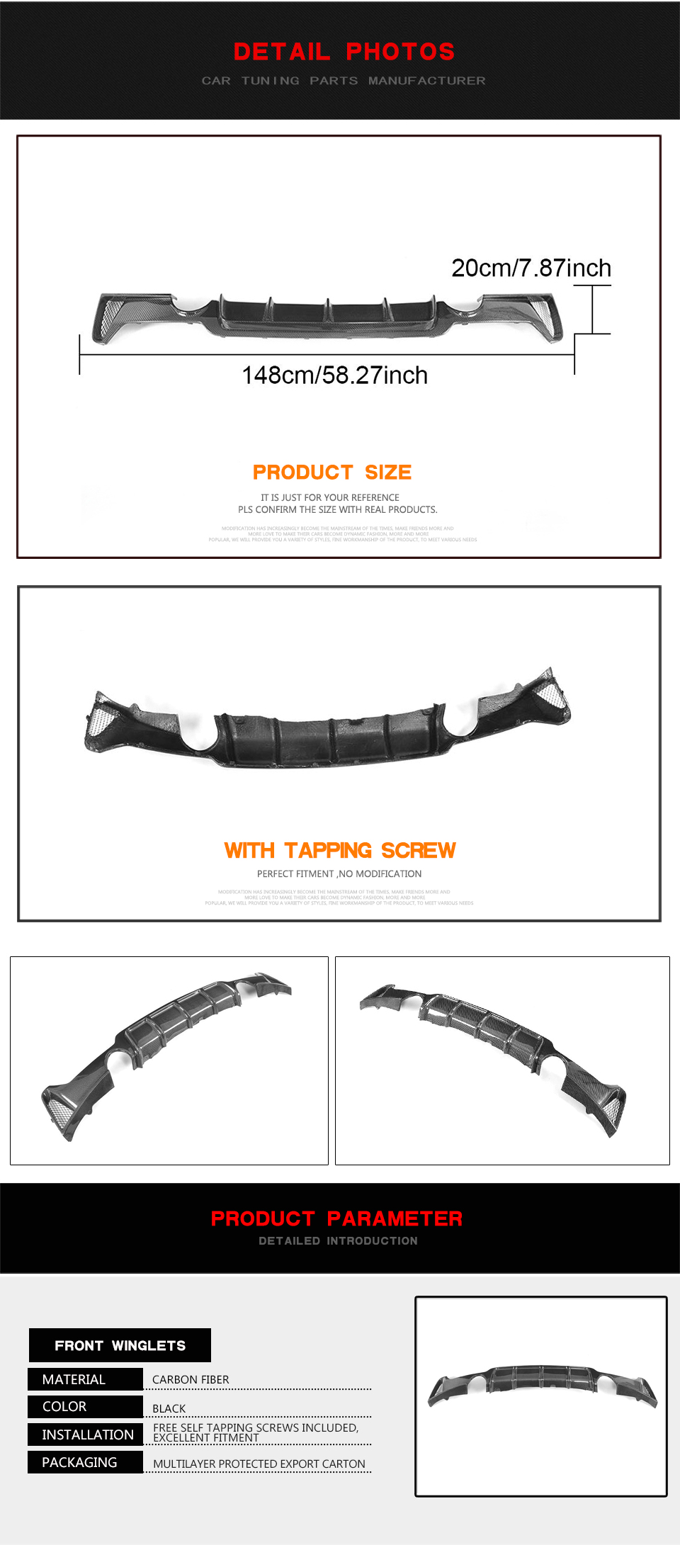 Carbon Fiber Rear Diffuser For Bmw F32/f33/f36 435i/440i M Sport 14-17 ...