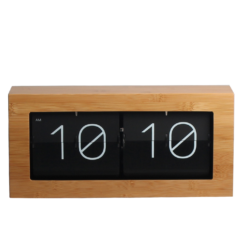 Large Bamboo Wood Flip Clock For Desk Wall, High Quality Large Bamboo ...