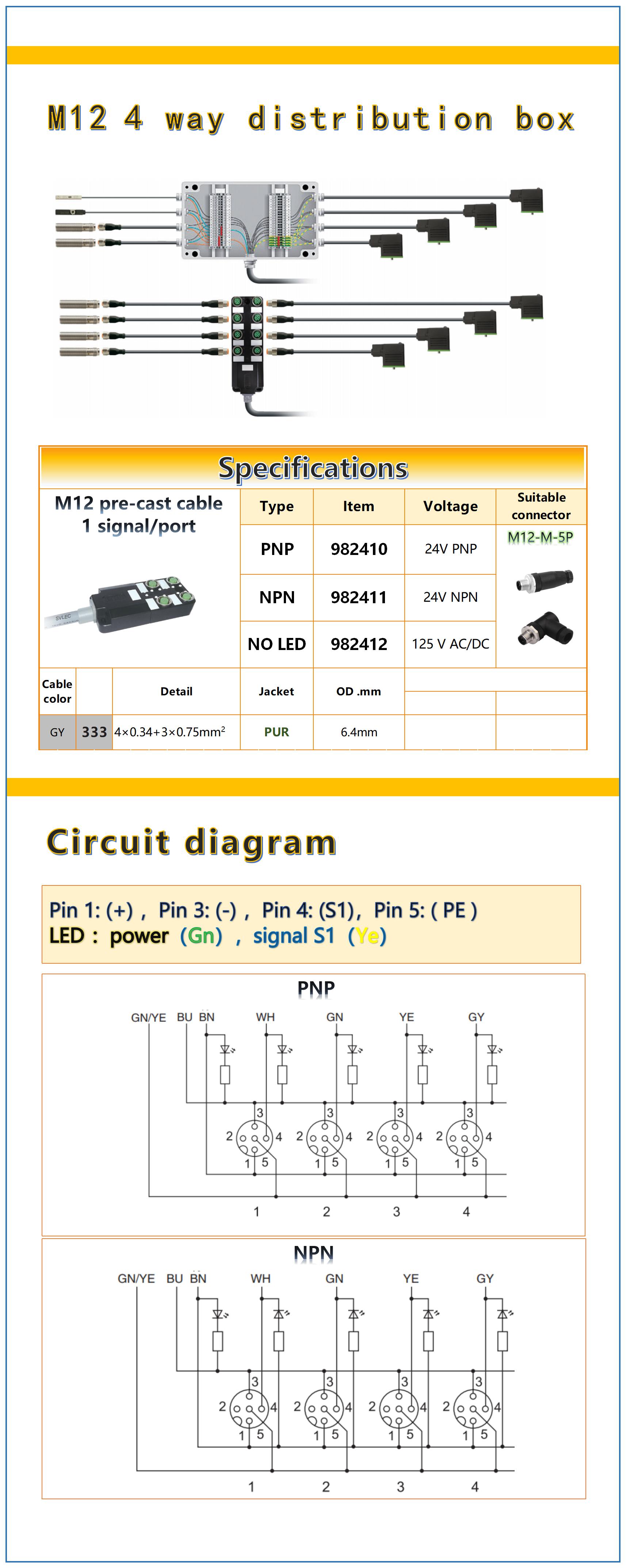 4 Way M12 กล่องกระจายพร้อมสายเคเบิลปั้น คุณภาพสูง 4 Way M12 กล่องกระจายพร้อมสายเคเบิลปั้น บน ...