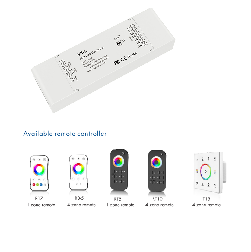 Skydance Rgb Cct V5-l 5 Channel 2.4g Wireless Led Controller 12v/24v ...