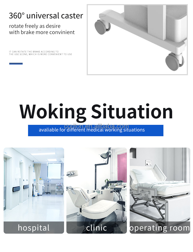 Emergency Room Dual Monitor Trolley For Endoscopy - Clinic Hospital Use ...