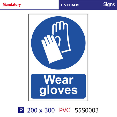 Wear Gloves Mandatory Signs ,pvc Board Safety Signs For Personal ...