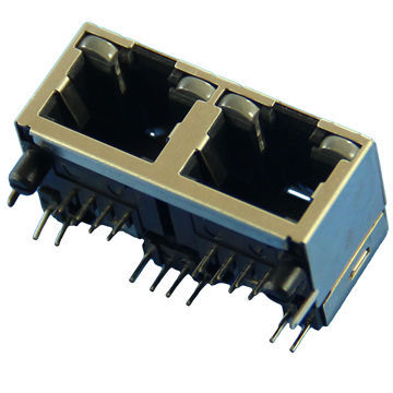 Rj45 Jack H-type Connector With Led Lamp, 8p8c, Dip Type, Dual Port, 1* ...