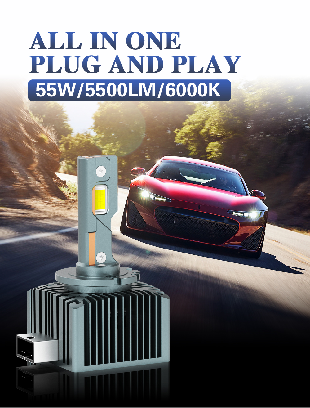 D1s D2s D3s D4s D5s D8s Canbus Car Led Headlights, 55w, 11000lm, 6000k ...