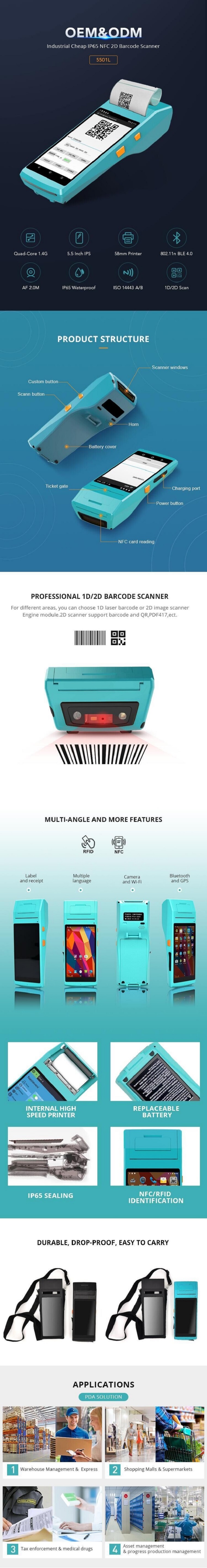 Android Pda Qr Code Scanner With Thermal Printer, High Quality Android ...
