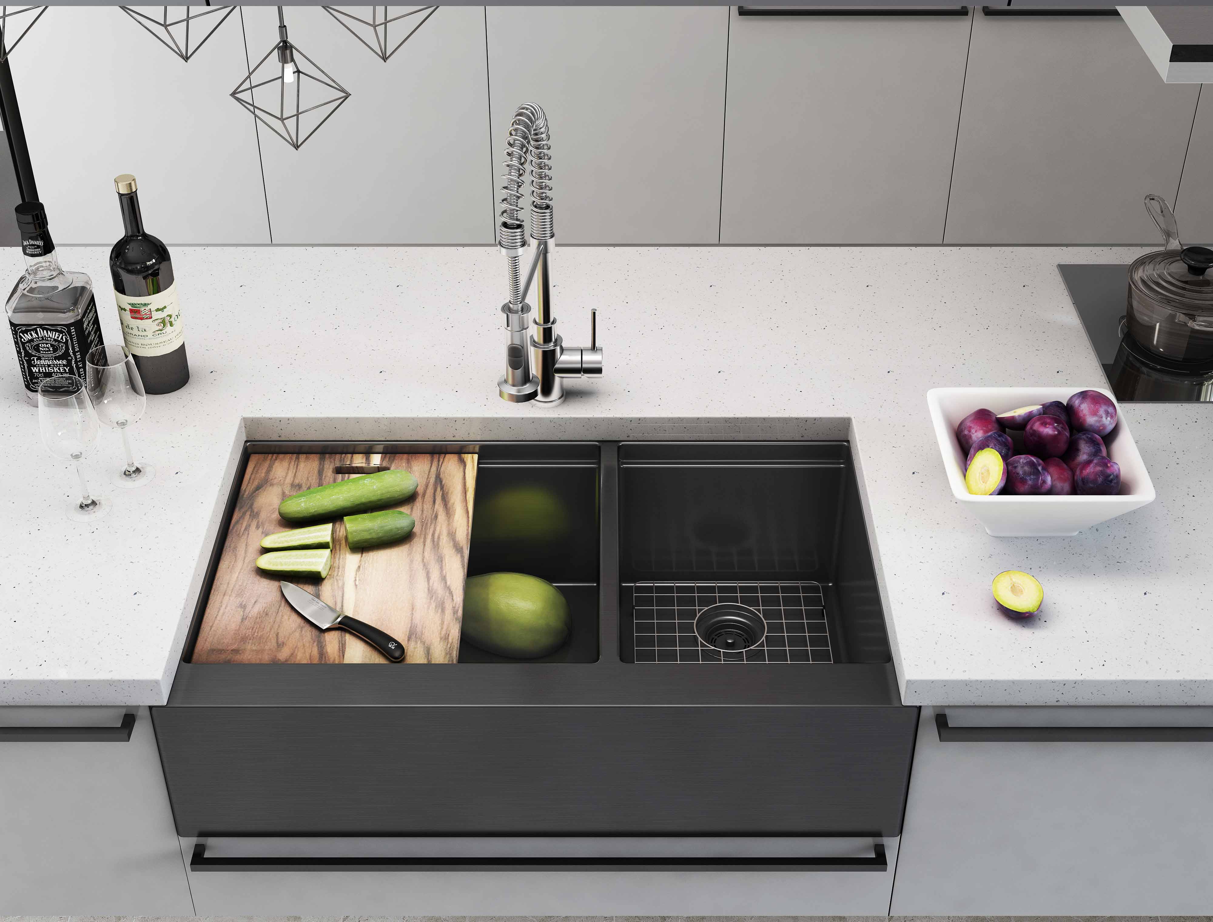 36\" Luxury Modern Kitchen Sink With Double Bowl Dish Washing Basin ...