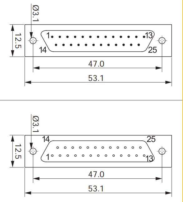 D-sub 25 Pin Port Terminal Solderfree Breakout Connector, High Quality ...