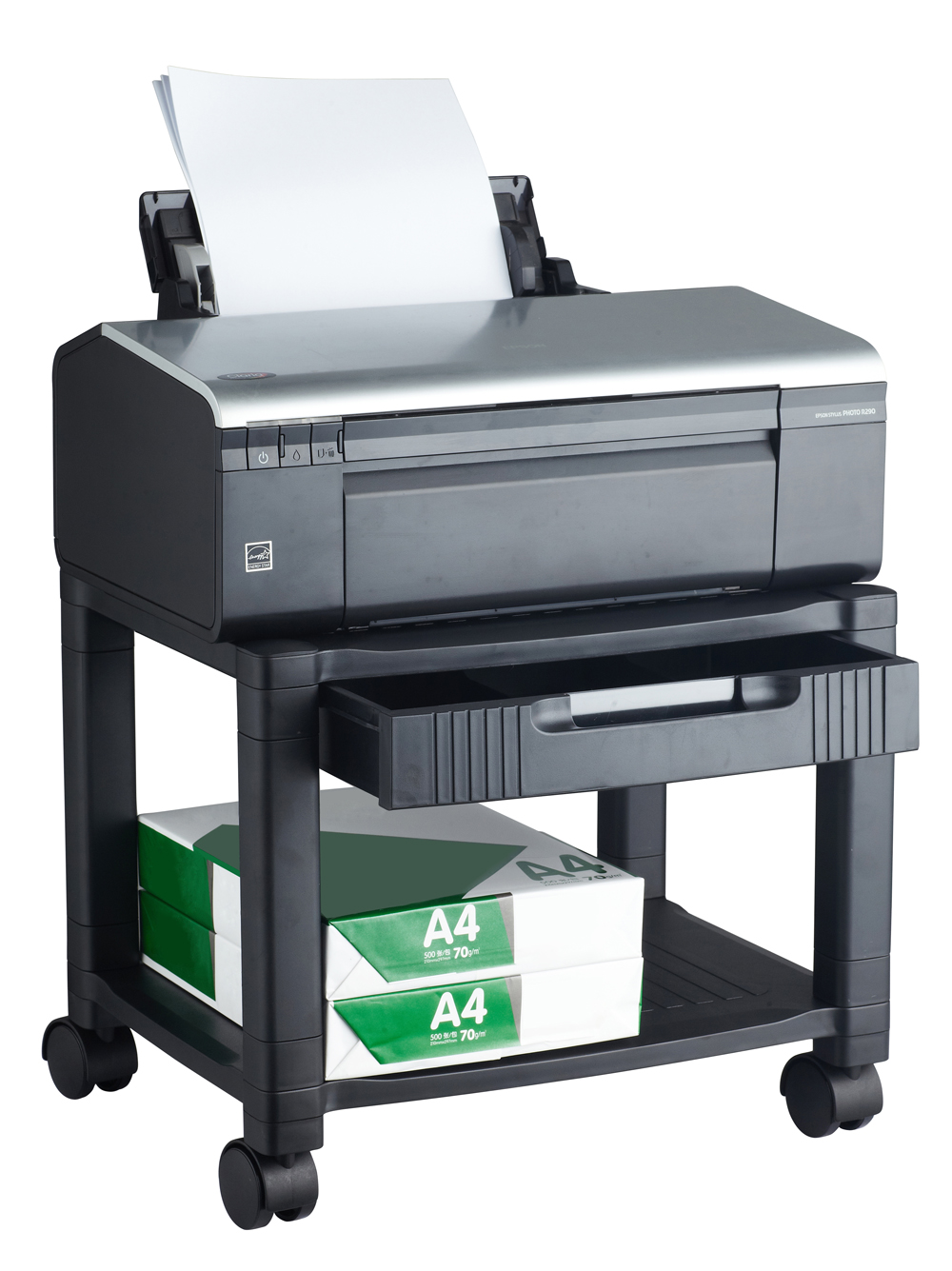 2 Rak Di Bawah Meja Mobile Printer Stand Cart, kualitas tinggi 2 Rak Di ...