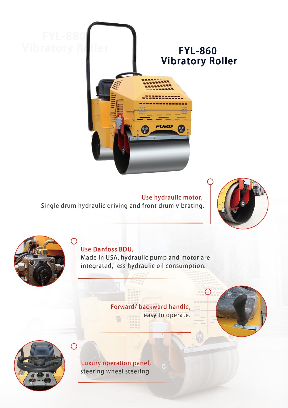 Mini Vibratory Road Roller Soil Compactor Roller Double Drum Roller ...