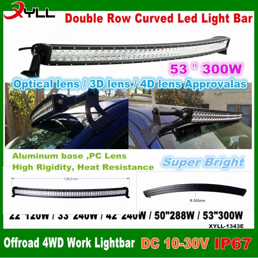 4x4 Accessories Spot Light Bars 300w 53 Inch Double Row Led Curved Work ...