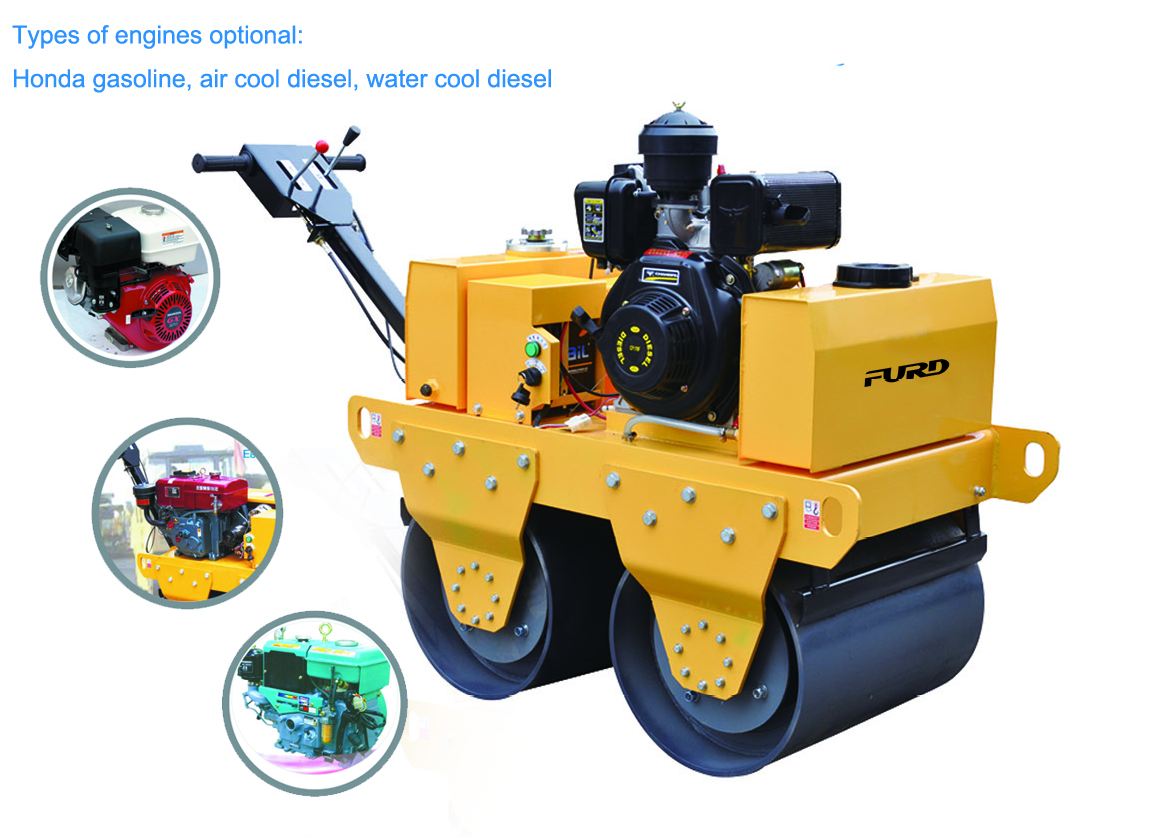 Honda Petrol Engine Tandem Drum Vibratory Roller Soil Compactor (fyl ...