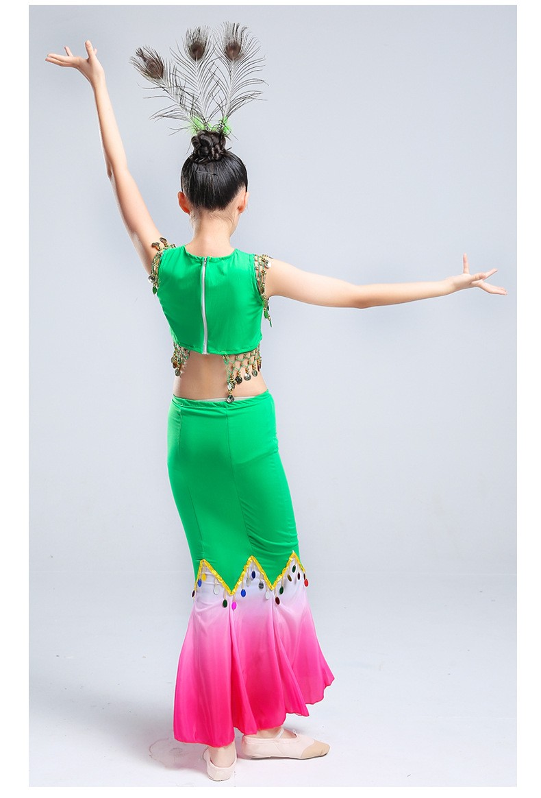 Minority Green Beautiful Girl Peacock Dance Costumes, High Quality ...