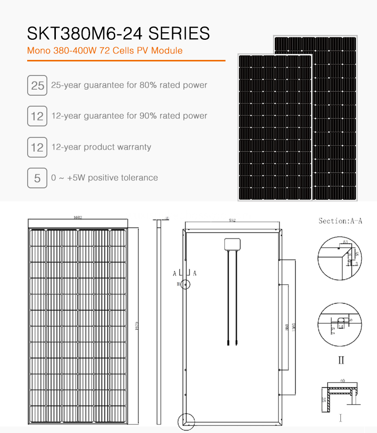 Solar Module 5bb 158mm Monocrystalline 380w คุณภาพสูง Solar Module 5bb ...