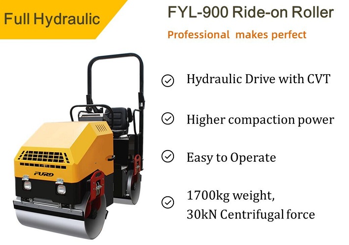 1.7 Ton Double Drum Ride-on Vibratory Rollers, High Quality 1.7 Ton ...