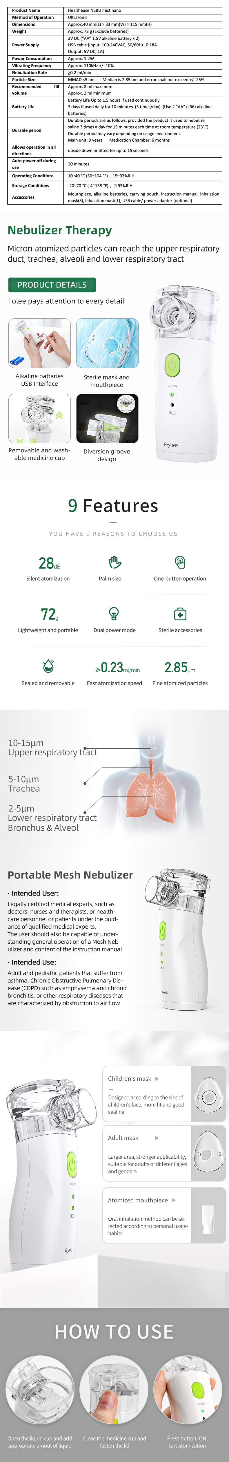มือถือแบบพกพา Inhaler Ultrasonic Nebuliser Strong Mist คุณภาพสูง มือถือ ...