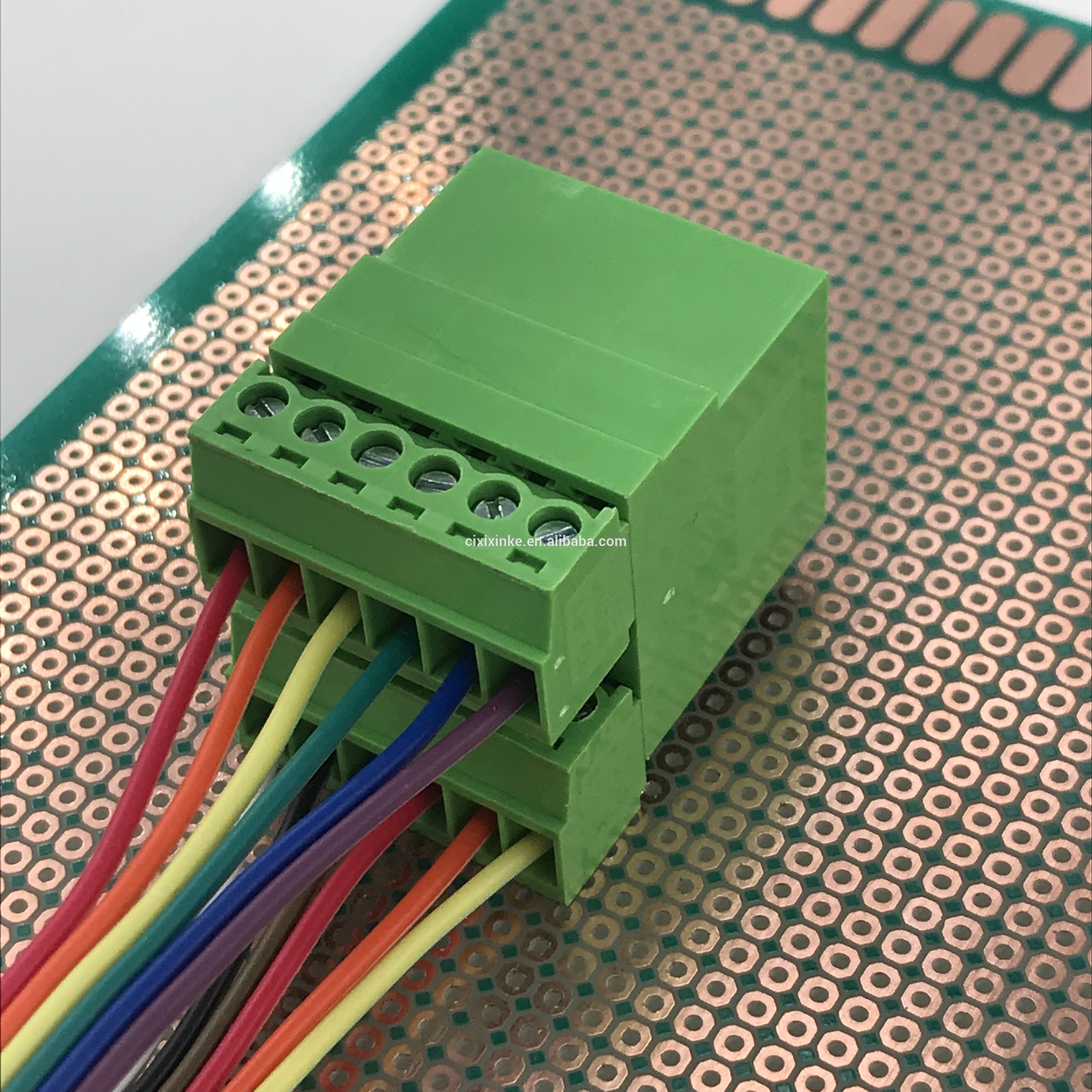 Double Rows Right Angle Pin Plug-in Terminal Block, High Quality Double ...