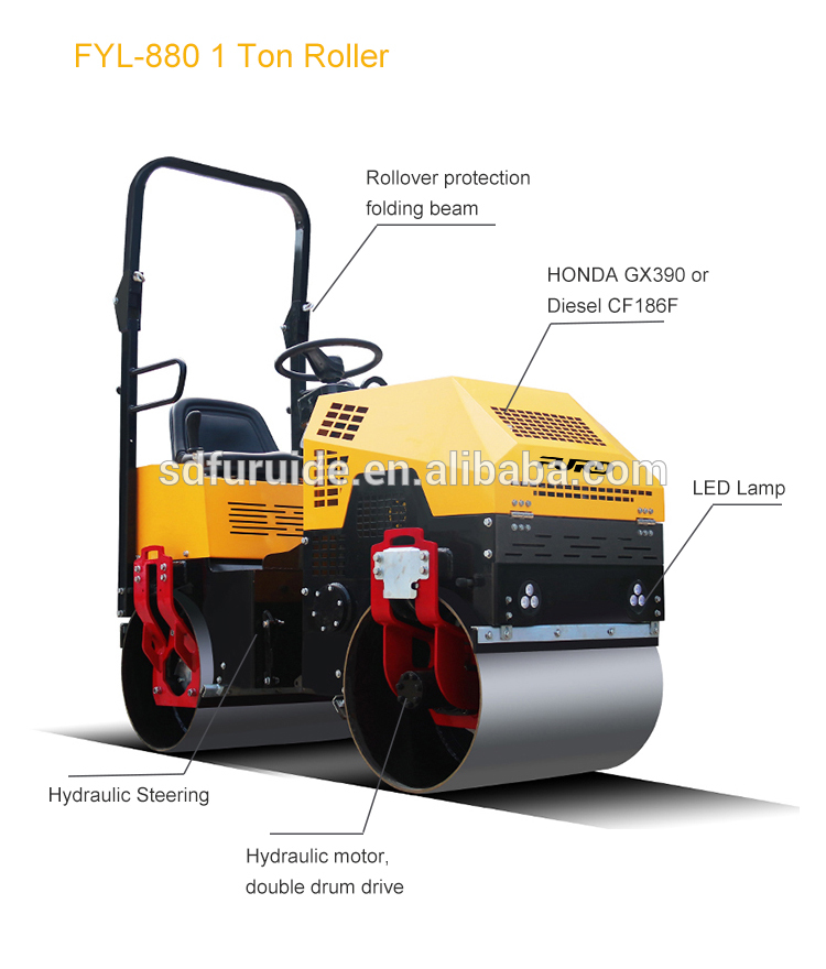 Hydraulic 1 Ton Mini Road Roller Compactor (fyl-880), High Quality ...